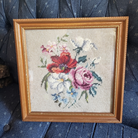 Hand Crafted | Wall Decor | Vintage Floral Needlepoint Picture | Poshmark